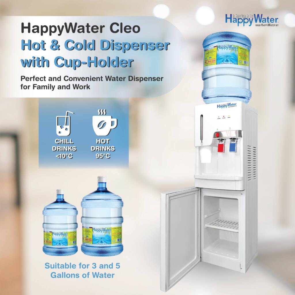 3-in-1 Water Dispenser with Cups Dispenser and Cabinet